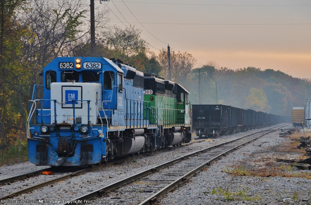 WE 6382 is about to tie on to it's train.